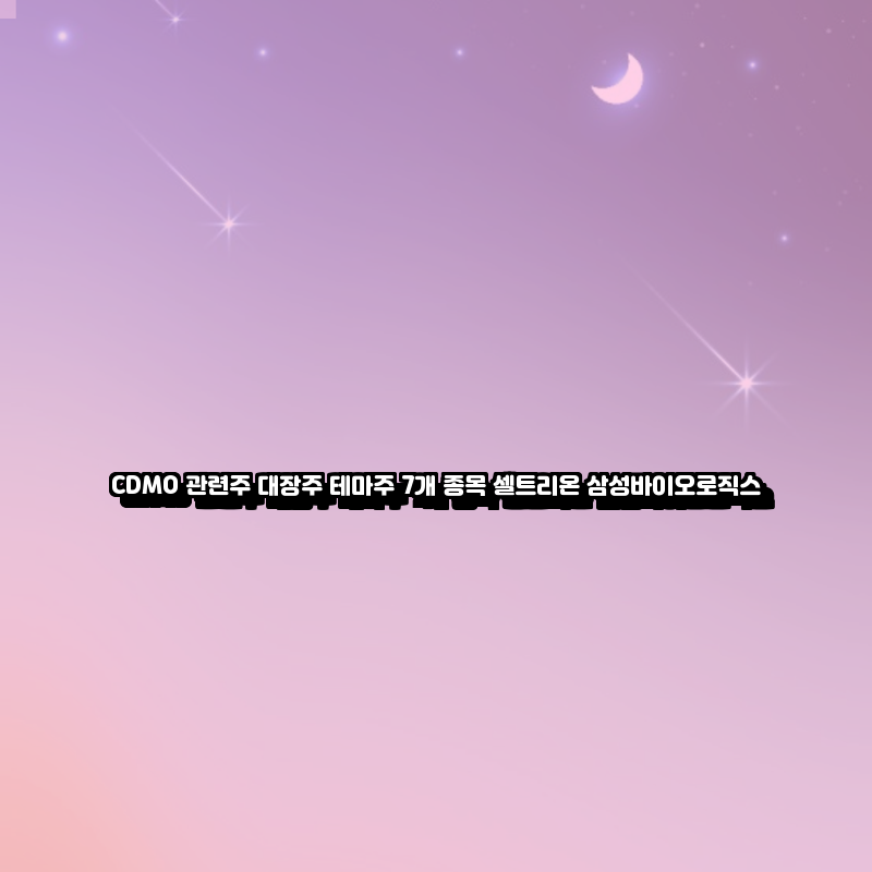 CDMO 관련주 대장주 테마주 7개 종목 셀트리온 삼성바이오로직스