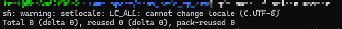 sh: warning: setlocale: LC_ALL: cannot change locale (C.UTF-8)