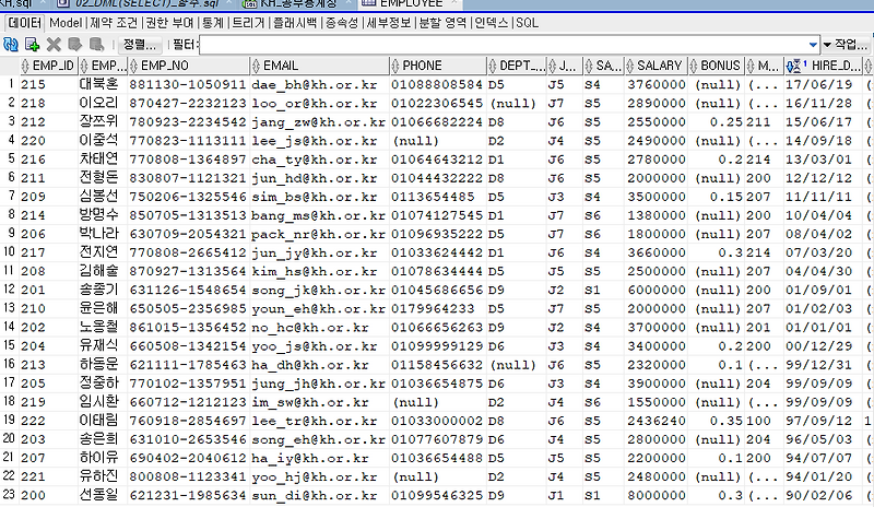 [Oracle] 2-7. DML(SELECT) - 함수 (그룹 함수)