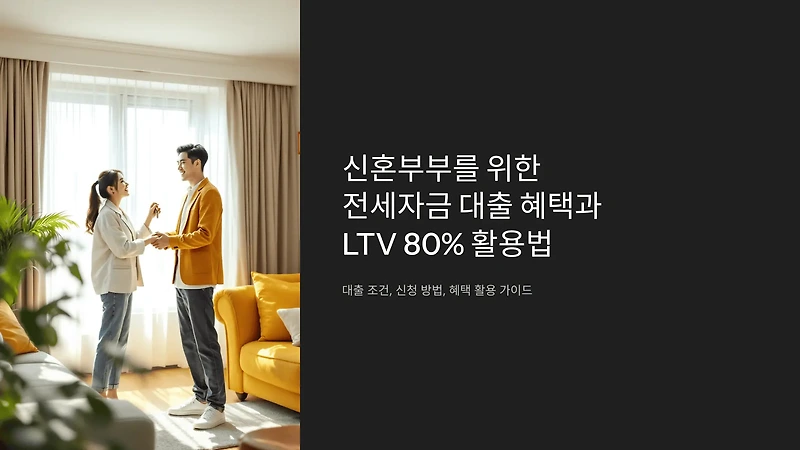 신혼부부를 위한 전세자금 대출 혜택과 LTV 80% 활용법