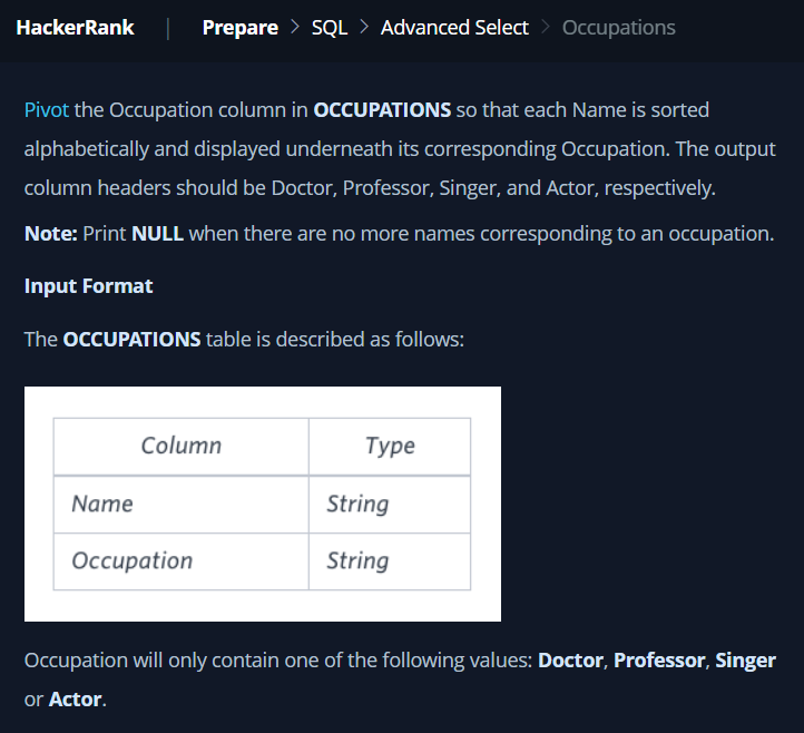 Advanced Select / Occupations / MySQL