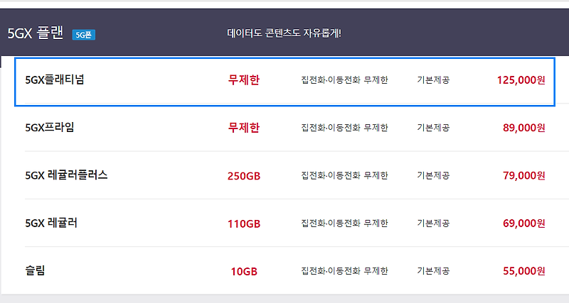 SKT 5G 요금제 - 5GX 플래티넘 요금제에 대하여 살펴보아요.