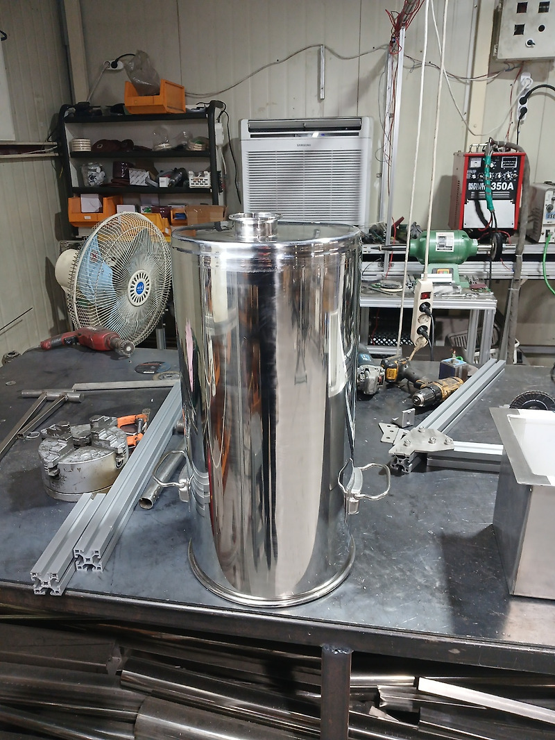 냉면 막국수 업체에서 사용할 육수 저장 1.5T 스텐 용기 별도 제작 / 식깡