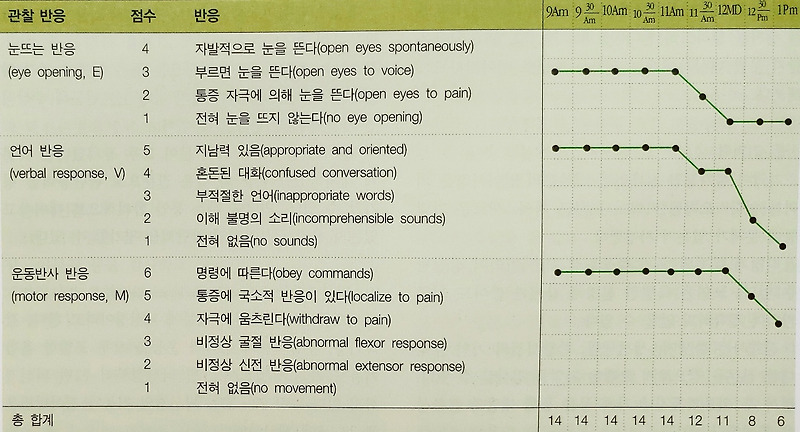 의식수준(GCS,Glasgow coma scale) 평가방법