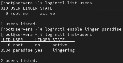 RedHat Podman : loginctl