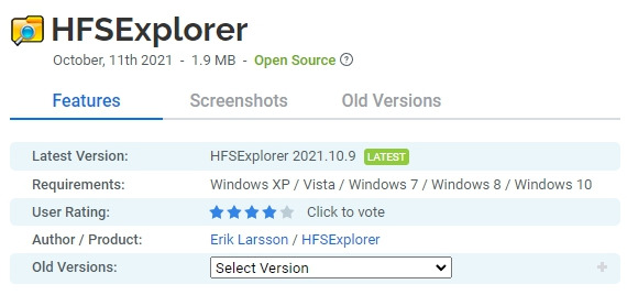 HFSExplorer 무료 다운로드
