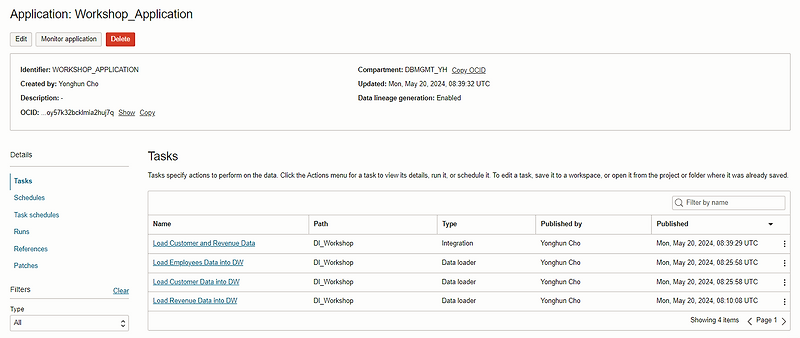OCI Data Integration 활용 - Data Pipeline Task 생성 및 Schedule 지정
