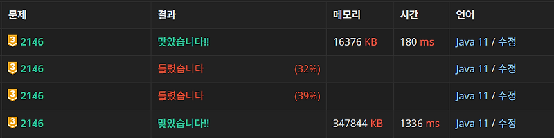 [백준] 2146번 : 다리 만들기 (Java)