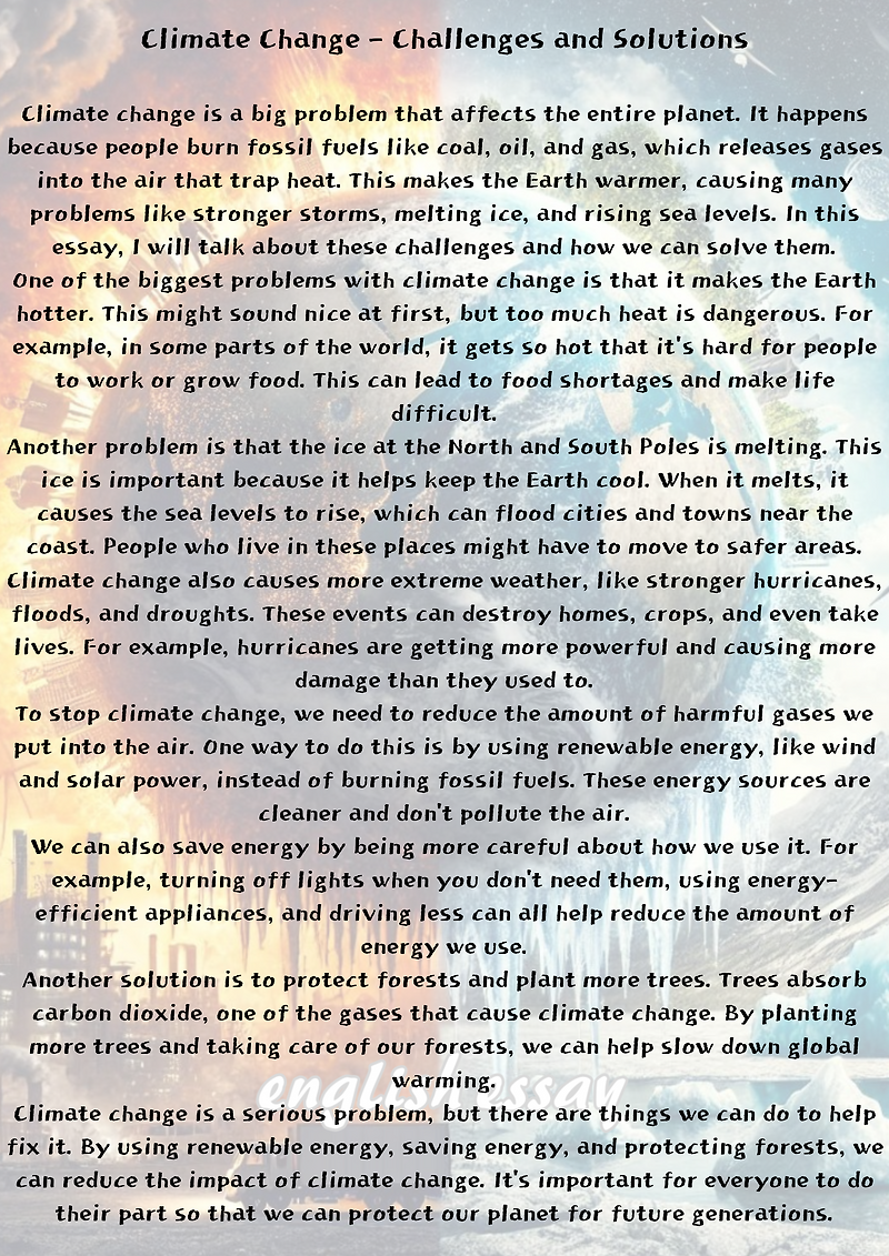 Advanced English Essay Example: Climate Change - Challenges and ...