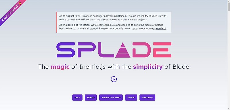 Laravel Splade 서비스 중단 