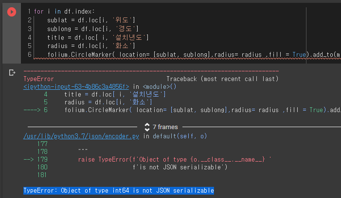 [Errors] - TypeError: Object of type int64 is not JSON serializable
