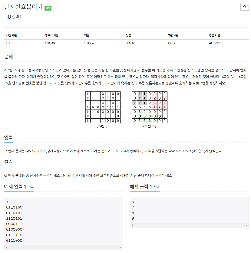 BOJ_2667 : 단지번호붙이기