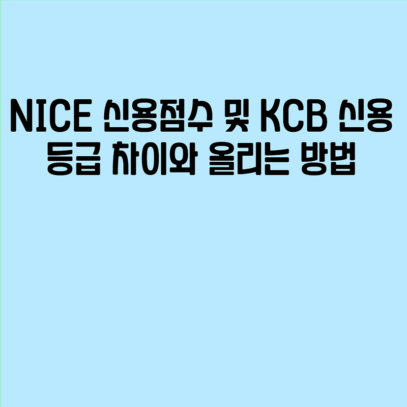 NICE 신용점수 및 KCB 신용등급 차이와 올리는 방법