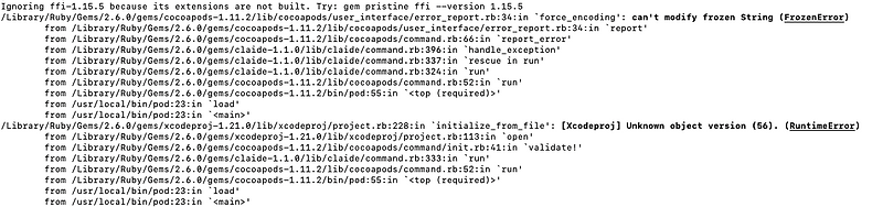 Xcode 14 pod init 안되는 경우 (버전 버그)