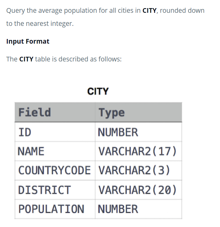 HackerRank로 SQL 공부하기 - Average Population