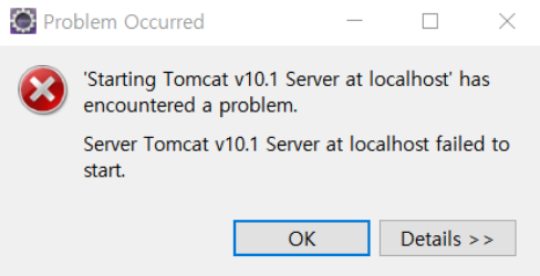 [Tocat_Error]Server Tomcat v10.1 Server at localhost failed to start.