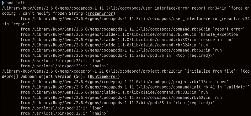 [iOS] pod init 오류 시 해결방법