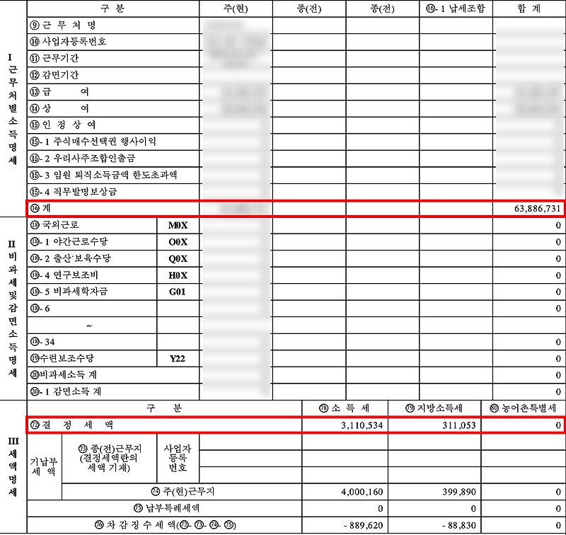 원천징수영수증 발급 방법 (근로소득, 연봉, 결정세액 확인)