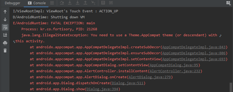 java.lang.IllegalStateException: You need to use a Theme.AppCompat theme (or descendant) with ...