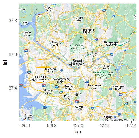 [R] ggmap 패키지를 활용한 지도 시각화 — NaN