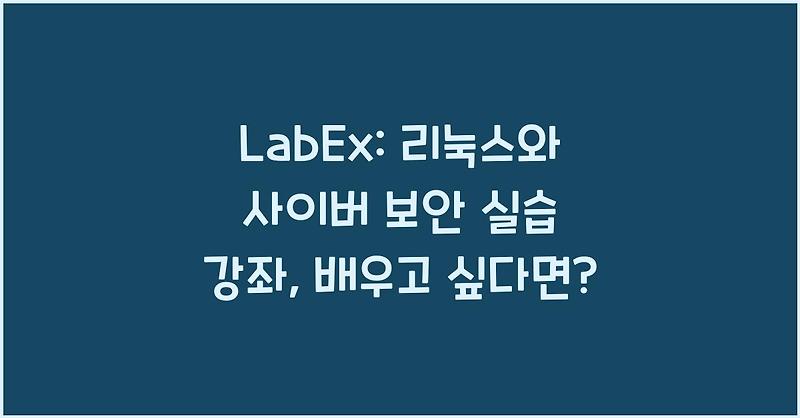 LabEx: 리눅스와 사이버 보안 실습 강좌, 배우고 싶다면?