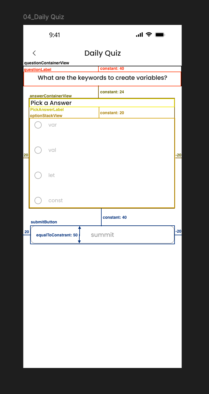 [UIKit] 1. DailyQuizViewController 화면단 만들기 — 자몽이 블로그