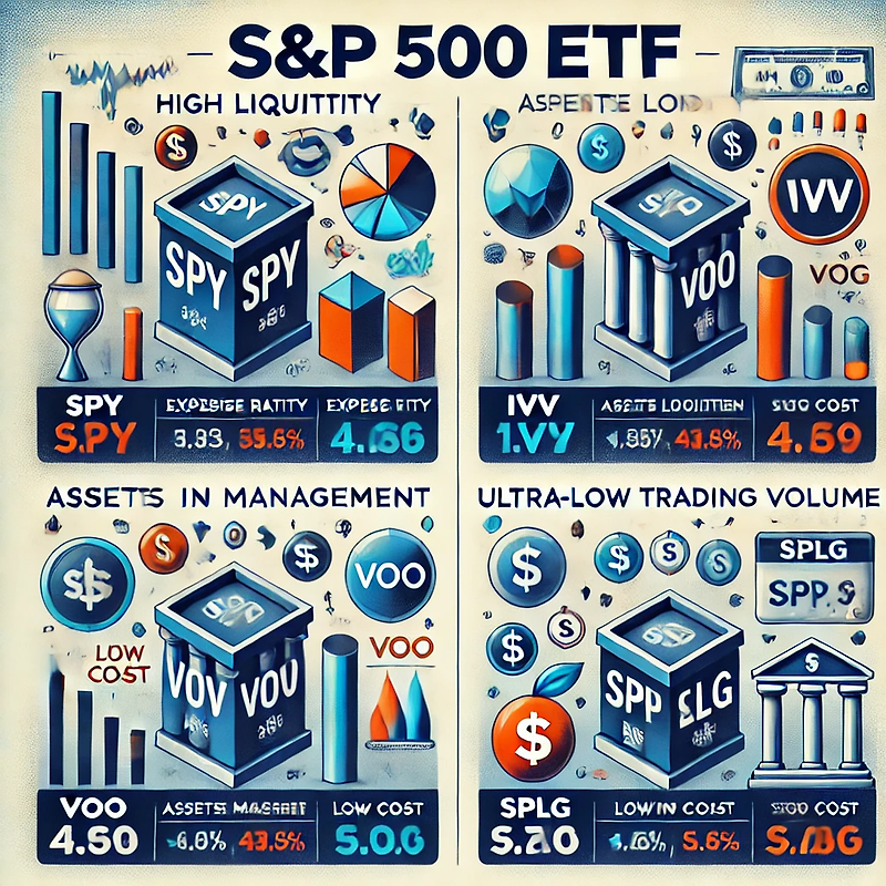 S&P 500 ETF 뭐가 다를까? – SPY, IVV, VOO, SPLG 비교 정리