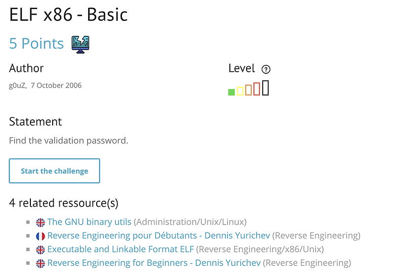 rootme - ELF x86 - Basic