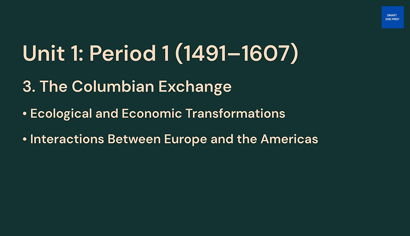 Unit 1: Period 1-3 (1491–1607)- The Columbian Exchange