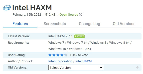 Intel HAXM 무료 다운로드
