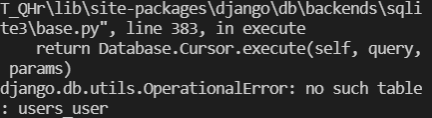 헬스하는 감성 개발자 :: [Python] django.db.utils.OperationalError: no such table: users_user 오류해결 #2
