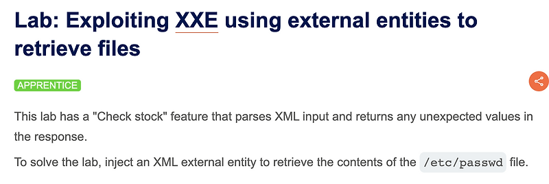 [portswigger lab] Exploiting XXE using external entities to retrieve files