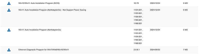 Realtek PCIe FE / GBE / 2.5G / 5G 드라이버 업데이트