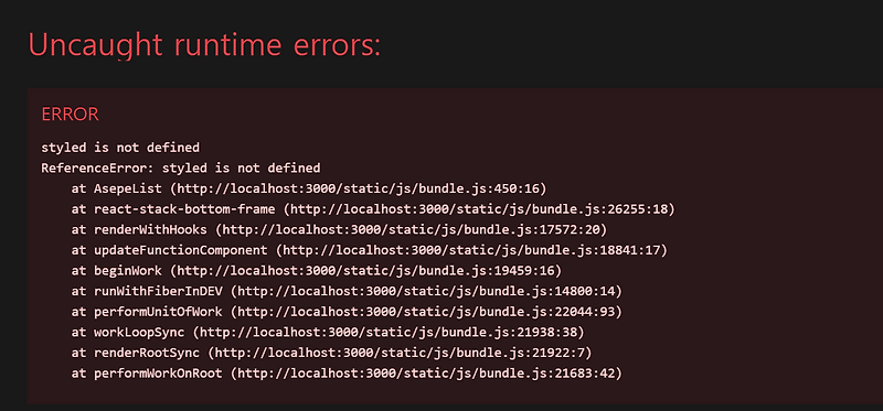 ReferenceError: styled is not defined
