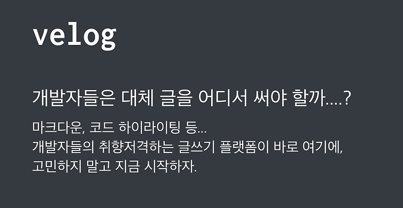 처음 본 개발자용 블로그 플랫폼. Velog