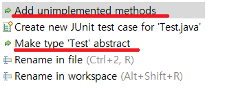(eclipse) Add unimplemented methods 단축키