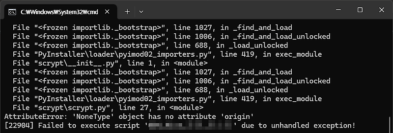 Python File "scrypt\scrypt.py", line 27, in AttributeError: 'NoneType ...