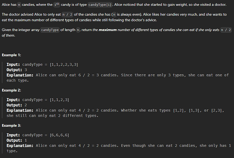 LeetCode : 575. Distribute Candies