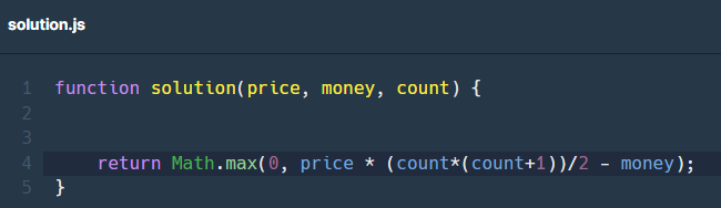 [프로그래머스] Lv.1 부족한 금액 계산하기 (JavaScript) :: hwannee.dev