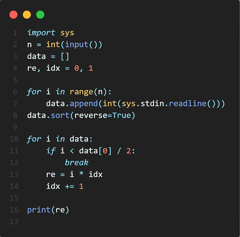 백준 알고리즘 2217번 문제 : 로프 ( python )