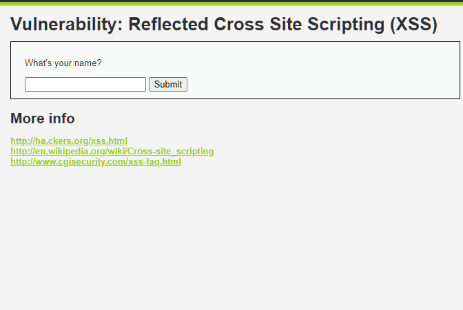 DVWA 실습 - Reflected Cross Site Scripting (XSS)