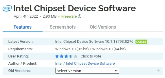 Intel Chipset Device Software 무료 다운로드