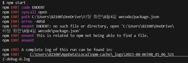npm 실행 오류 해결 방법