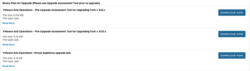 Aria Operations 업데이트(업그레이드) 가이드