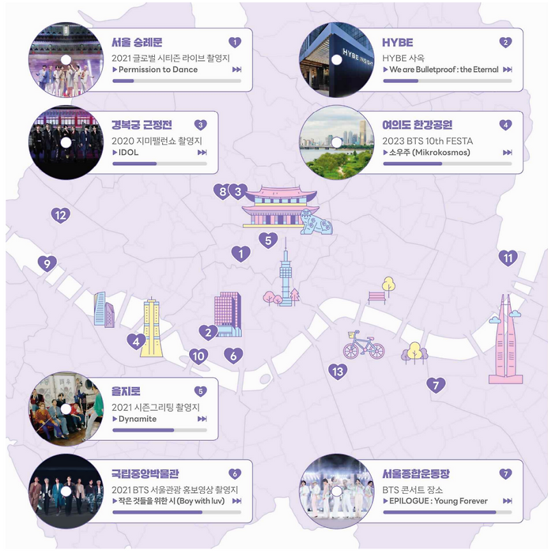 방탄소년단 데뷔 10주년 기념 서울방탄투어 지도(Map of the Seoul) 제작···2023 BTS FESTA