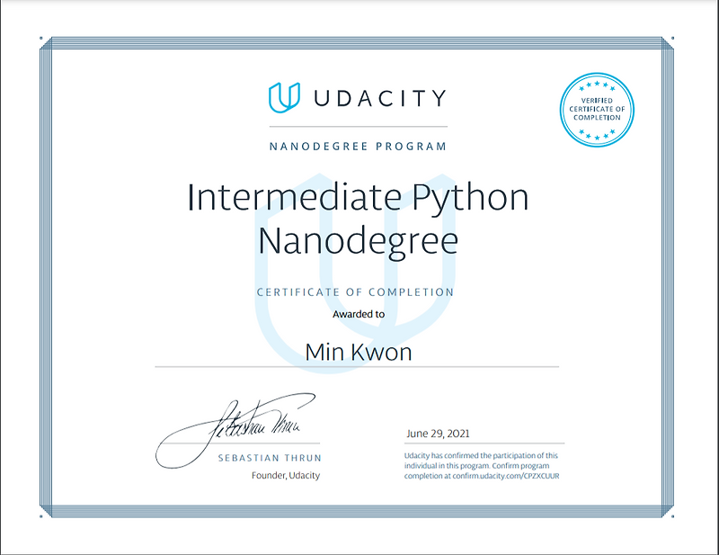 Udacity - Intermediate Python Nanodegree 후기