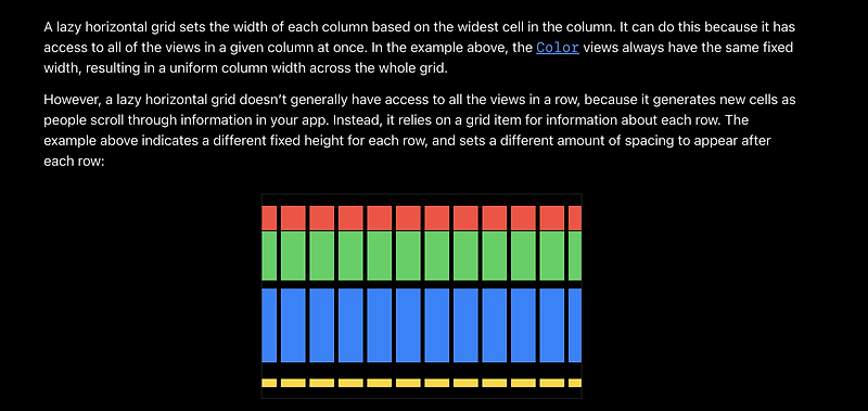 iOS SwiftUI, GridView 레이아웃 속성 GridItem 개발자문서 읽기