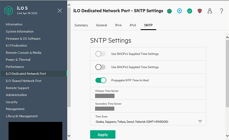 iLO5/ilorest 이용하여 iLO SNTP 구성 변경