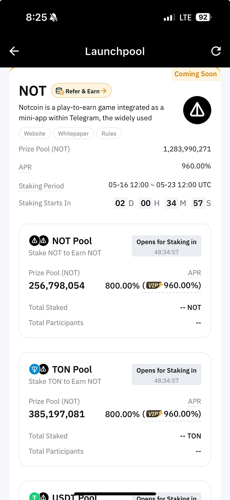 [NOT] Bybit LaunchPool 시작