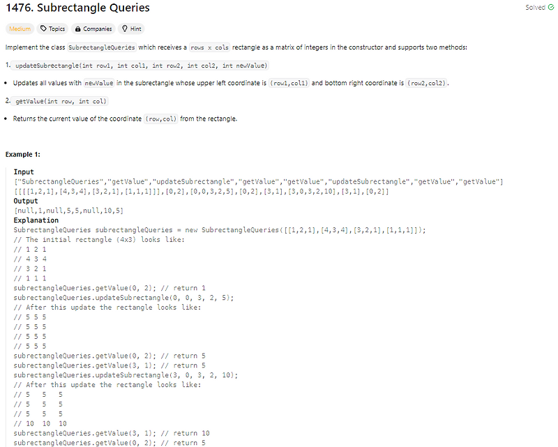 99클럽 코테 스터디 5일차 Til 배열 Leetcode 1476 Subrectangle Queries 블로그 언제 꾸미지